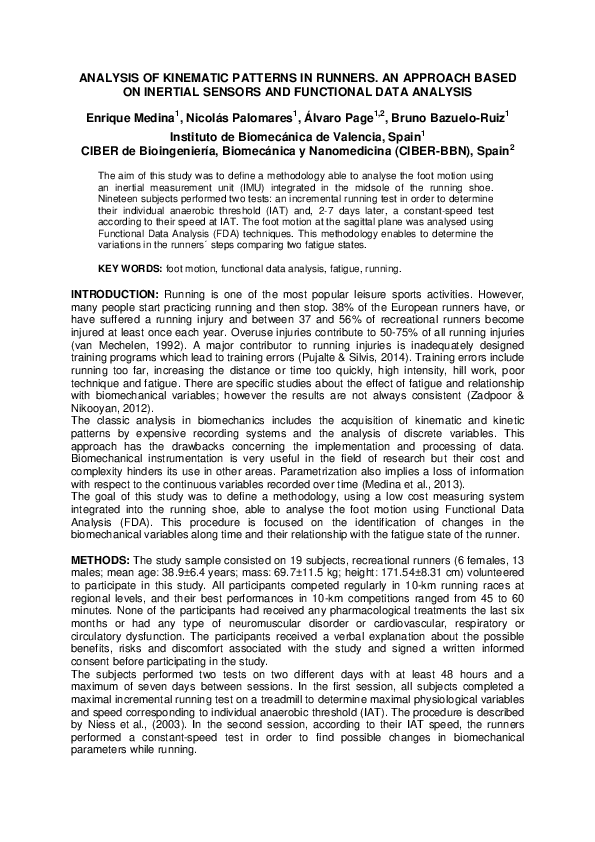 (PDF) Analysis of Kinematic Patterns in Runners. An Approach Based on Inertial Sensors and ...