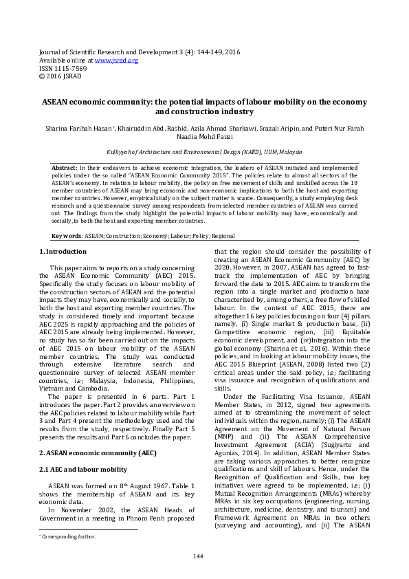 (PDF) ASEAN economic community: the potential impacts of labour ...