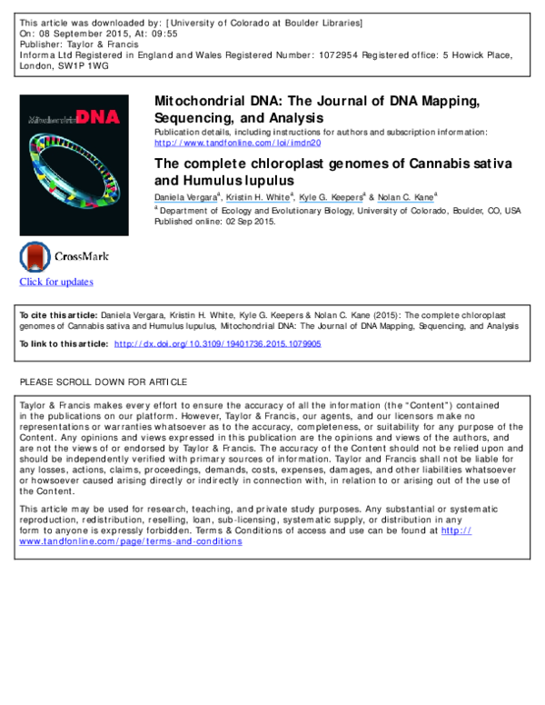 (PDF) The complete chloroplast genomes of Cannabis sativa and Humulus ...