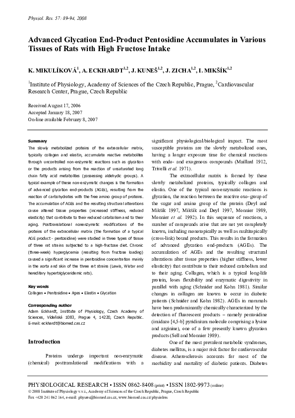 (PDF) Advanced glycation end-product pentosidine accumulates in various ...