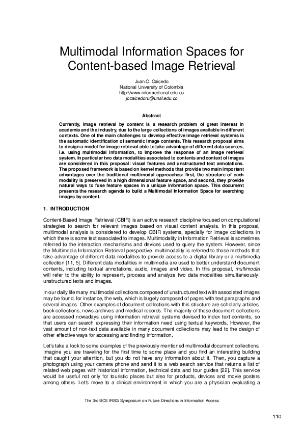 (PDF) Multimodal Information Spaces for Content-based Image Retrieval ...