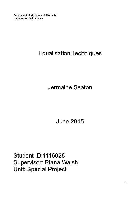 (PDF) Equalisation Techniques