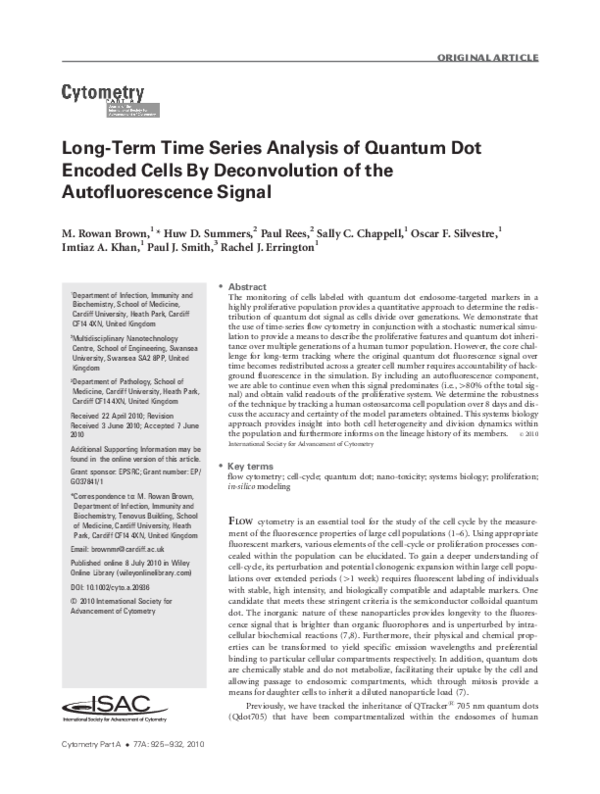 (PDF) Long-Term Time Series Analysis of Quantum Dot Encoded Cells By Deconvolution of the ...