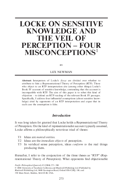 (PDF) Locke on Sensitive Knowledge and the Veil of Perception – Four Misconceptions (PPQ 2004)
