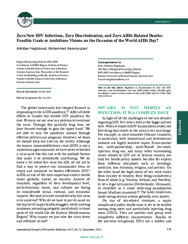 (PDF) Zero new HIV infections, zero discrimination, and zero AIDS ...