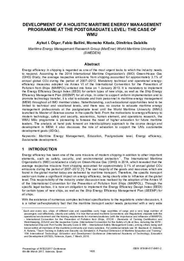 (PDF) DEVELOPMENT OF A HOLISTIC MARITIME ENERGY MANAGEMENT PROGRAMME AT ...