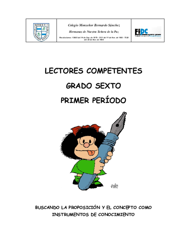 (DOC) LECTORES COMPETENTES SEXTO PRIMER PERIODO