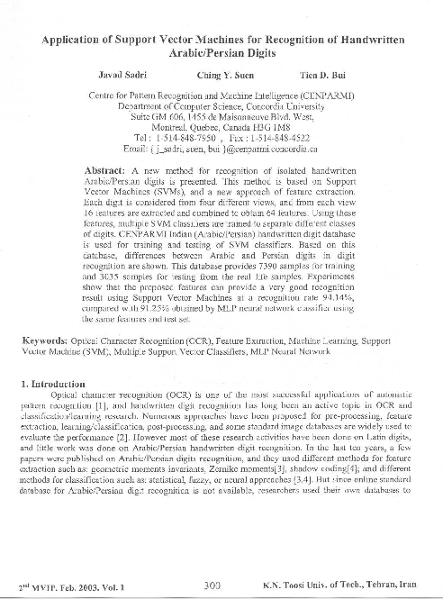 (PDF) Application of Support Vector Machines for Recognition of ...