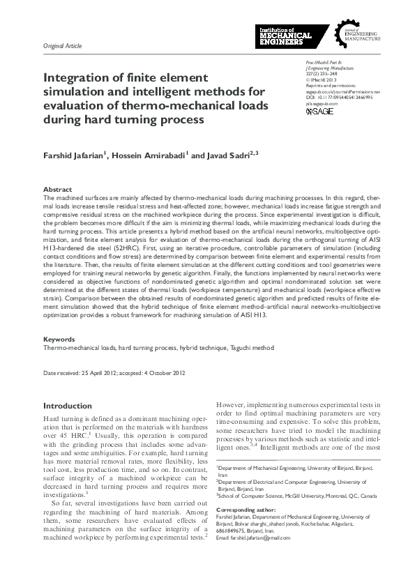 Pdf Integration Of Finite Element Simulation And Intelligent Methods