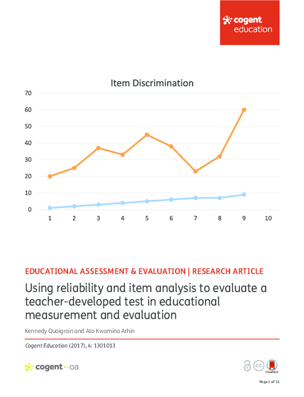 (PDF) Using reliability and item analysis to evaluate a teacher ...