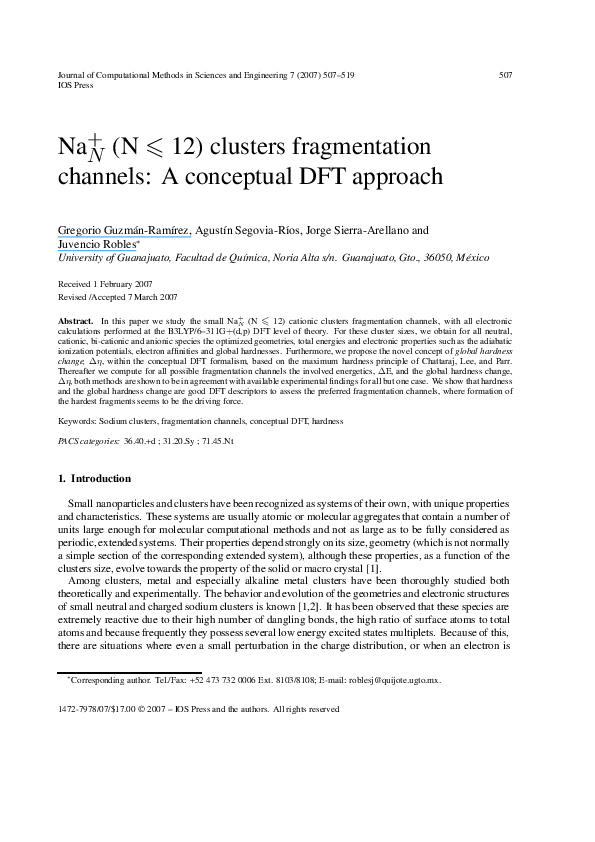 (PDF) clusters fragmentation channels: A conceptual DFT approach