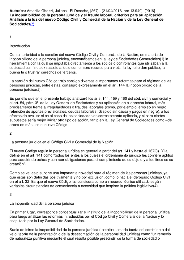 (PDF) La inoponibilidad de la persona jurídica y el fraude laboral ...