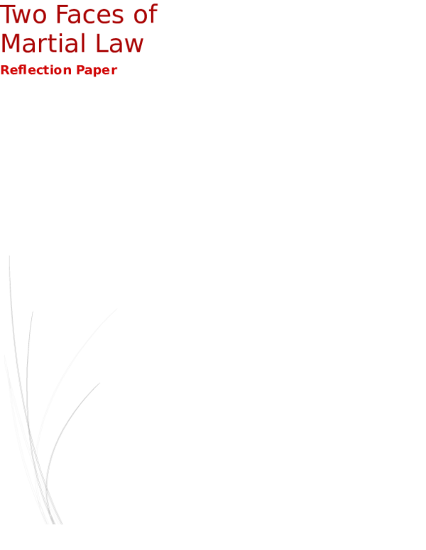 (DOC) Reflection Paper: Two Faces of Martial Law Two Faces of Martial Law