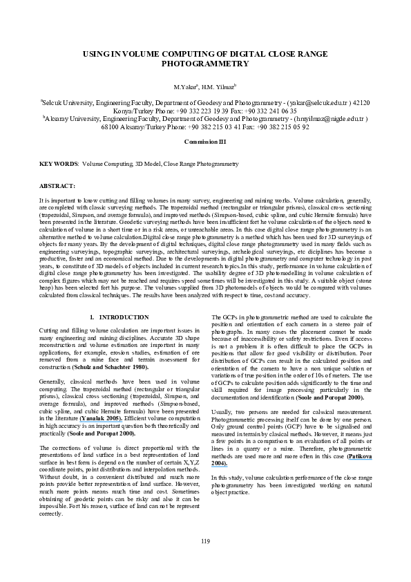 (PDF) B26.USING in Volume Computing of Digital Close Range Photogrammetry