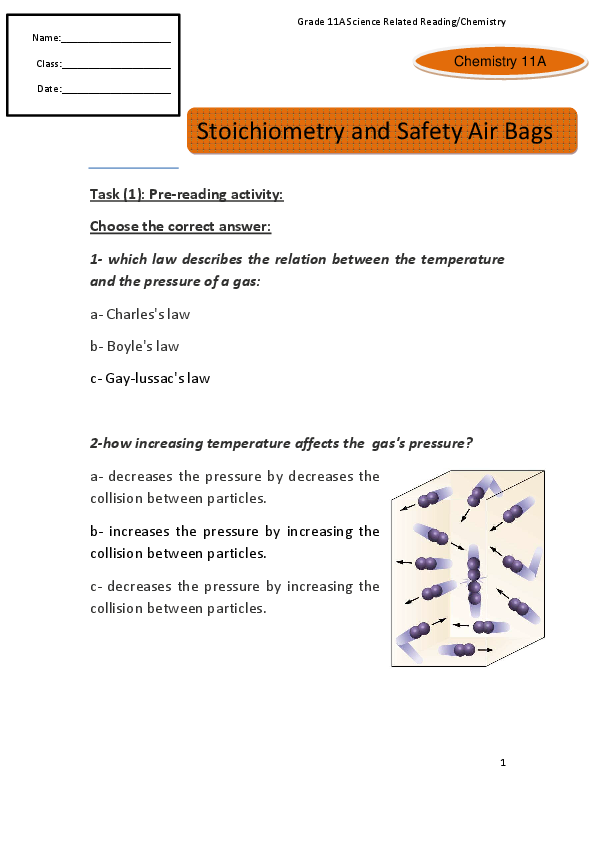 (PDF) Stoichiometry and Safety Air Bags