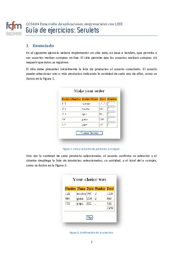 (PDF) Guía de ejercicios: Servlets