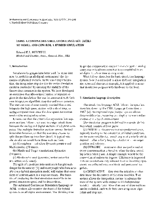 (PDF) Using a continuous simulation language (ACSL) to model and ...