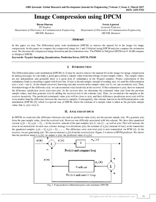 (PDF) Image Compression using DPCM