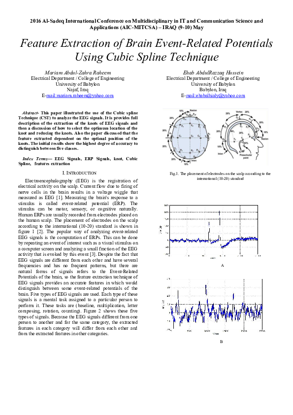 (PDF) Feature Extraction of Brain Event-Related Potentials Using Cubic Spline Technique