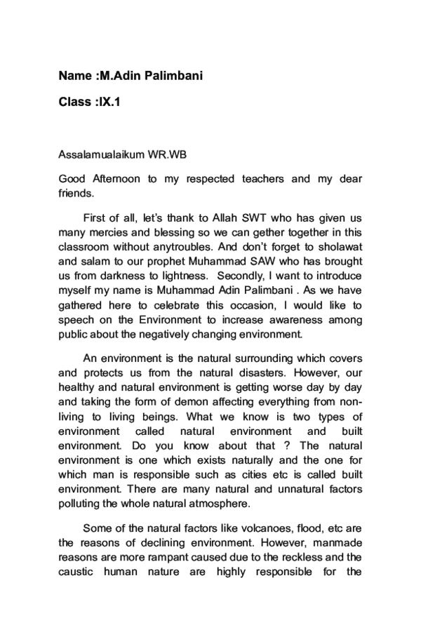 (DOC) SPEECH ENVIRONMENT