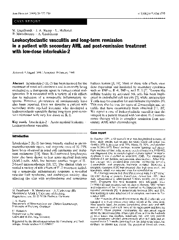 (PDF) Leukocytoclastic vasculitis and long-term remission in a patient ...