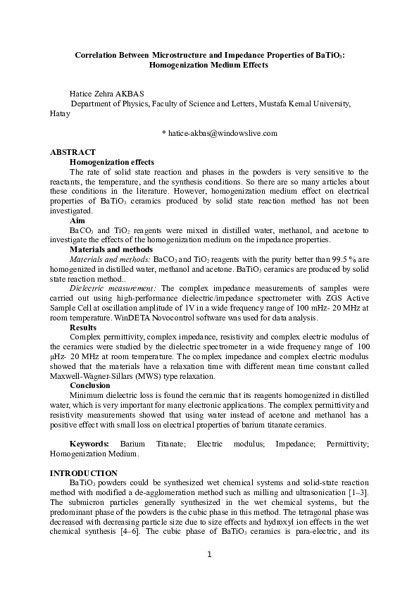 Doc Correlation Between Microstructure And Impedance Propertiesdocx