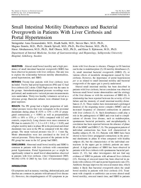 (PDF) Small intestinal motility disturbances and bacterial overgrowth ...