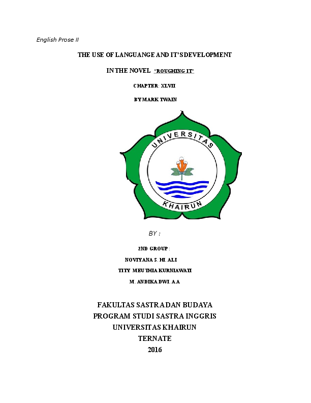 (DOC) The Use of Language Analysis in Mark Twain's Novel "Roughing It ...