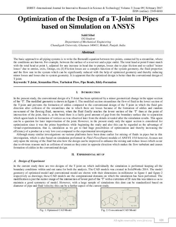 (PDF) Optimization of the Design of a T-Joint in Pipes based on ...
