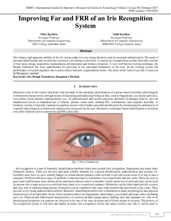 (PDF) Improving Far and FRR of an Iris Recognition System