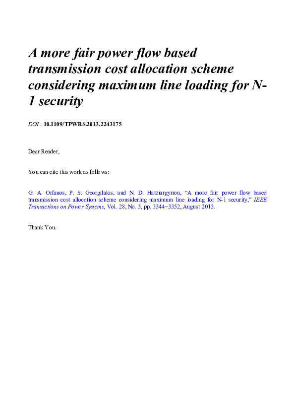 (PDF) A more fair power flow based transmission cost allocation scheme considering maximum line ...