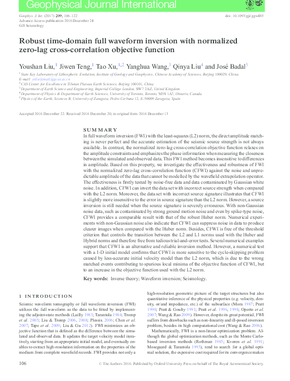 (PDF) Robust time-domain full waveform inversion with normalized zero-lag cross-correlation ...