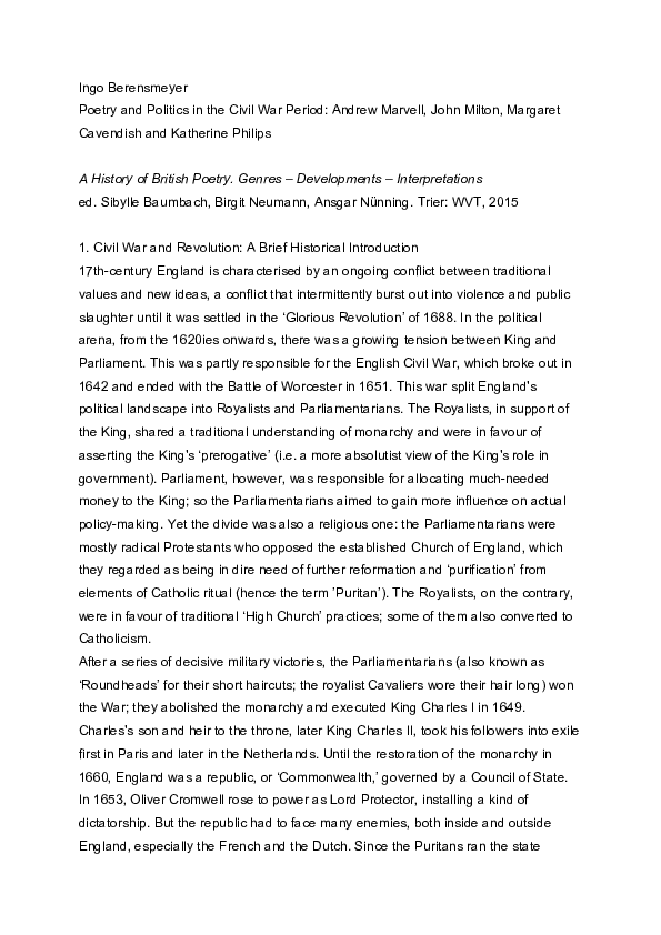 (PDF) Poetry and Politics in the Civil War Period