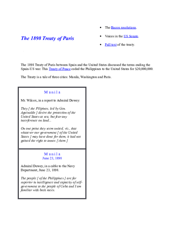 (DOC) The 1898 Treaty of Paris