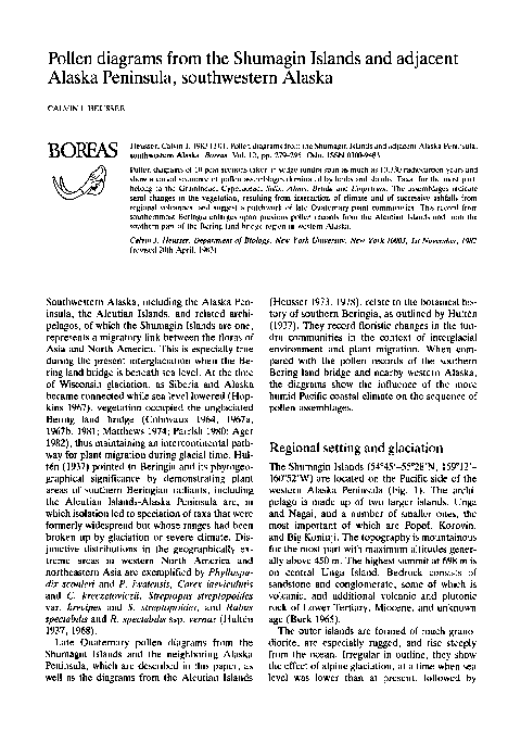(PDF) Pollen diagrams from the Shumagin Islands and adjacent Alaska ...