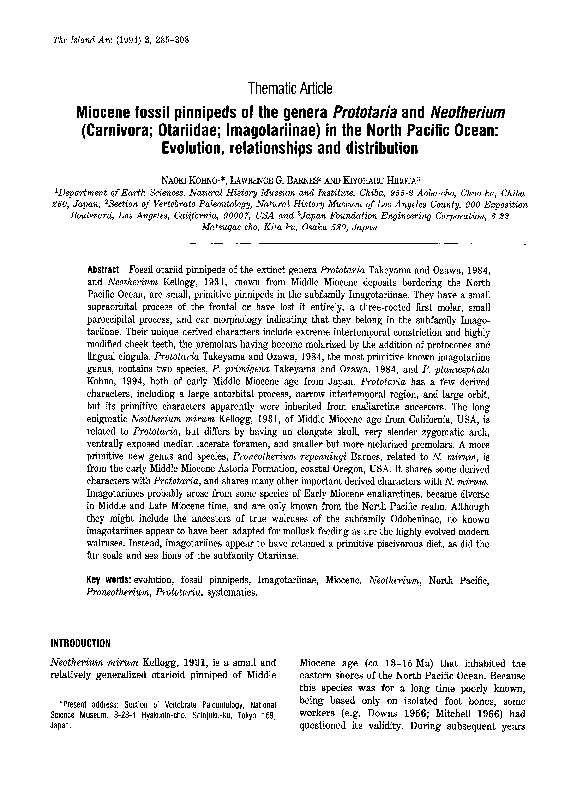 (PDF) Miocene fossil pinnipeds of the genera Prototaria and Neotherium ...