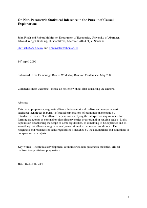(PDF) On categorical variables and non-parametric statistical inference in the pursuit of causal ...