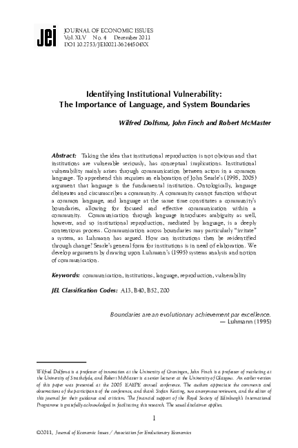 (PDF) Identifying Institutional Vulnerability: The Importance of ...