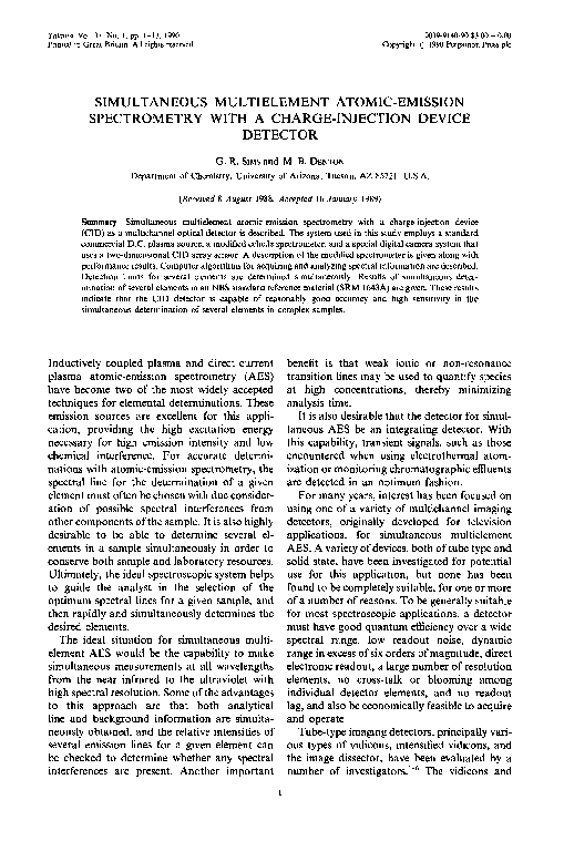 (PDF) Simultaneous multielement atomic-emission spectrometry with a ...