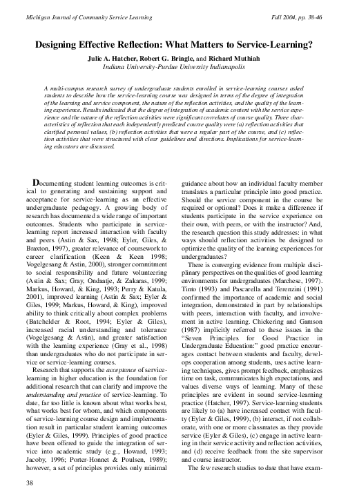 (PDF) Designing Effective Reflection: What Matters to Service-Learning?