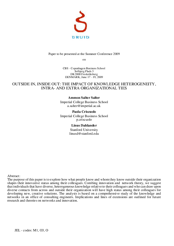 (PDF) Outside In, Inside Out: The Impact of Knowledge Heterogeneity ...