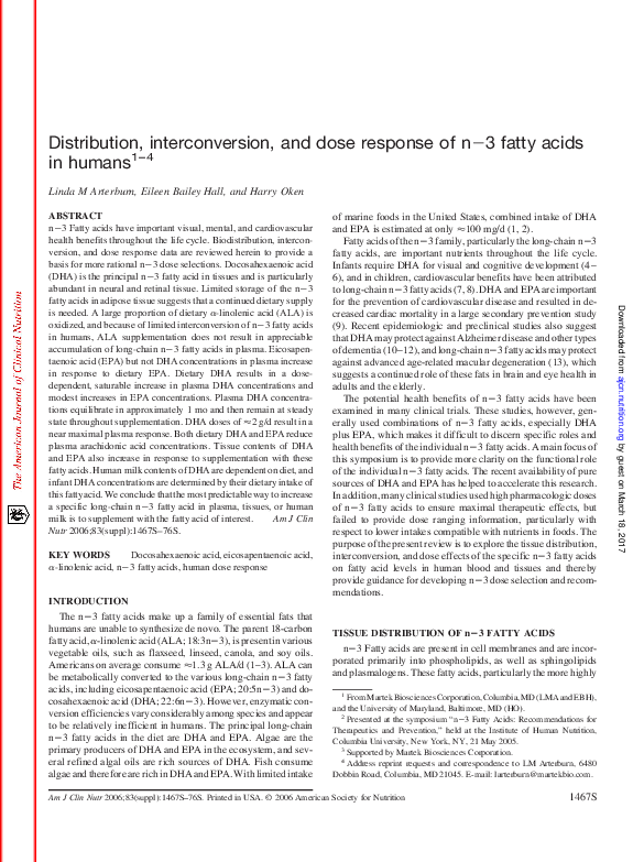 (PDF) Distribution, interconversion, and dose response of n-3 fatty ...