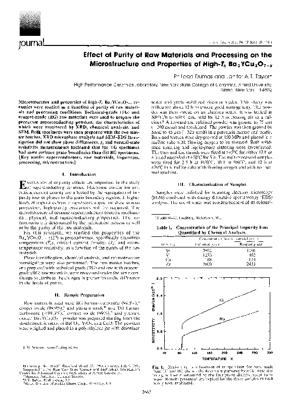 (PDF) Effect of Purity of Raw Materials and Processing on the ...