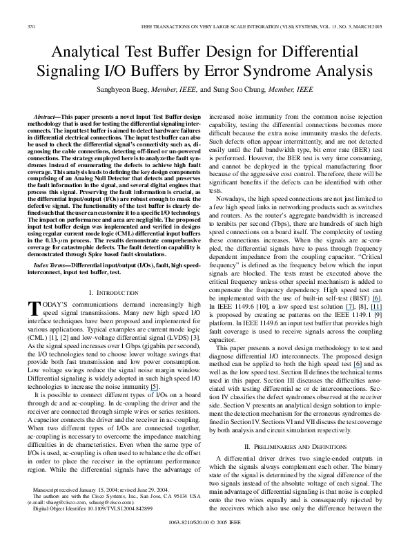 (PDF) Analytical test buffer design for differential signaling I/O ...