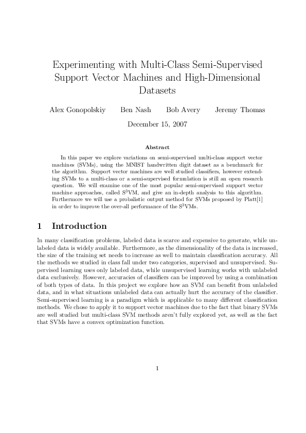 (PDF) Semi-Supervised Multi-Class SVMs: Analysis and Improvement