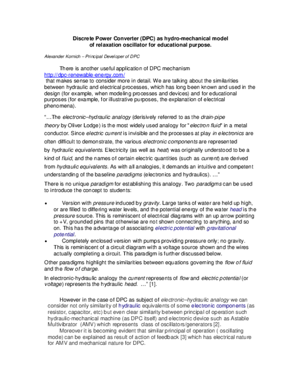 (PDF) Discrete Power Converter (DPC) as hydro-mechanical model of ...