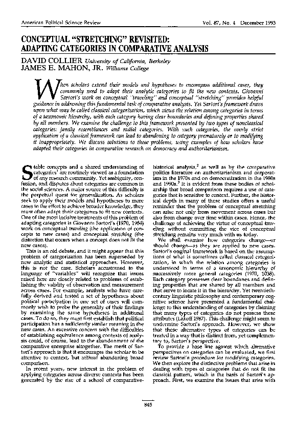 (PDF) Conceptual "Stretching" Revisited: Adapting Categories in Comparative Analysis
