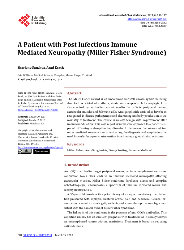(PDF) A Patient with Post Infectious Immune Mediated Neuropathy (Miller ...