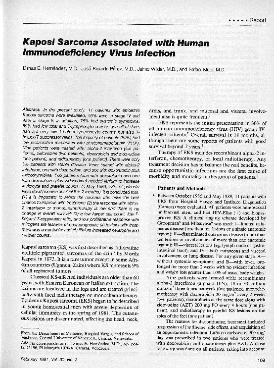 (PDF) Kaposi Sarcoma Associated with Human Immunodeficiency Virus Infection
