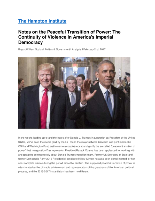 (PDF) Notes on the Peaceful Transition of Power: The Continuity of ...
